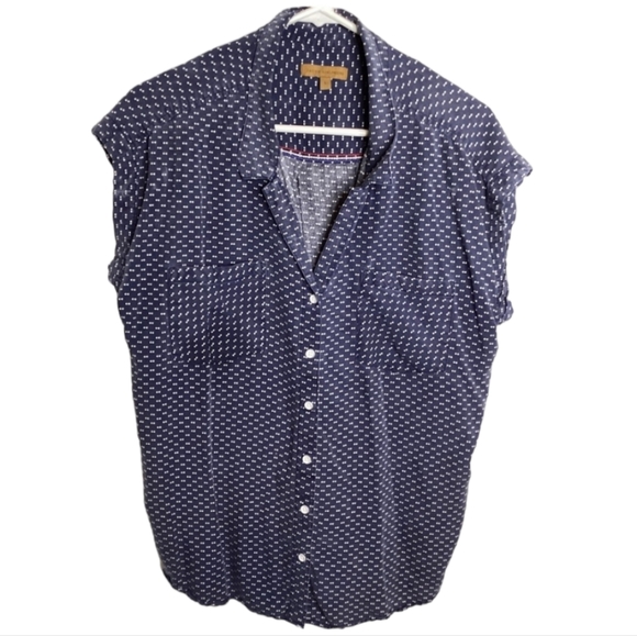 JACHS Girlfriend | Tops | Jachs Girlfriend Blue And White Polka Dot Button Down Blouse Sz Large ...